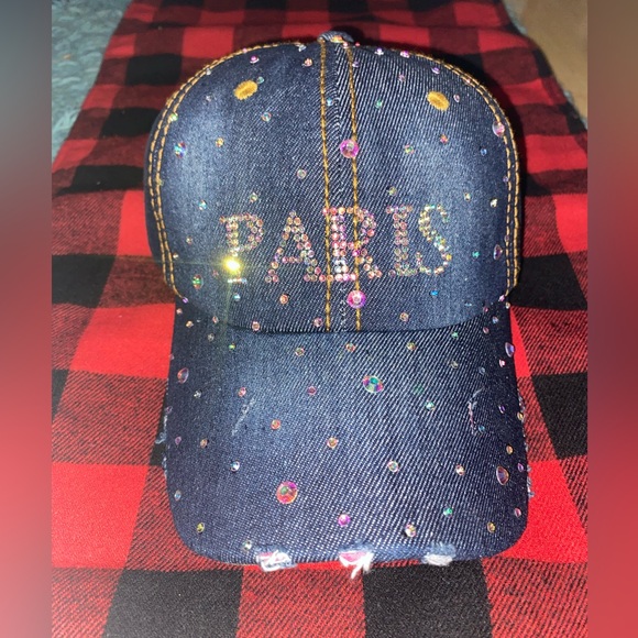 Accessories | Dark Denim Paris Studded Baseball Cap | Poshmark